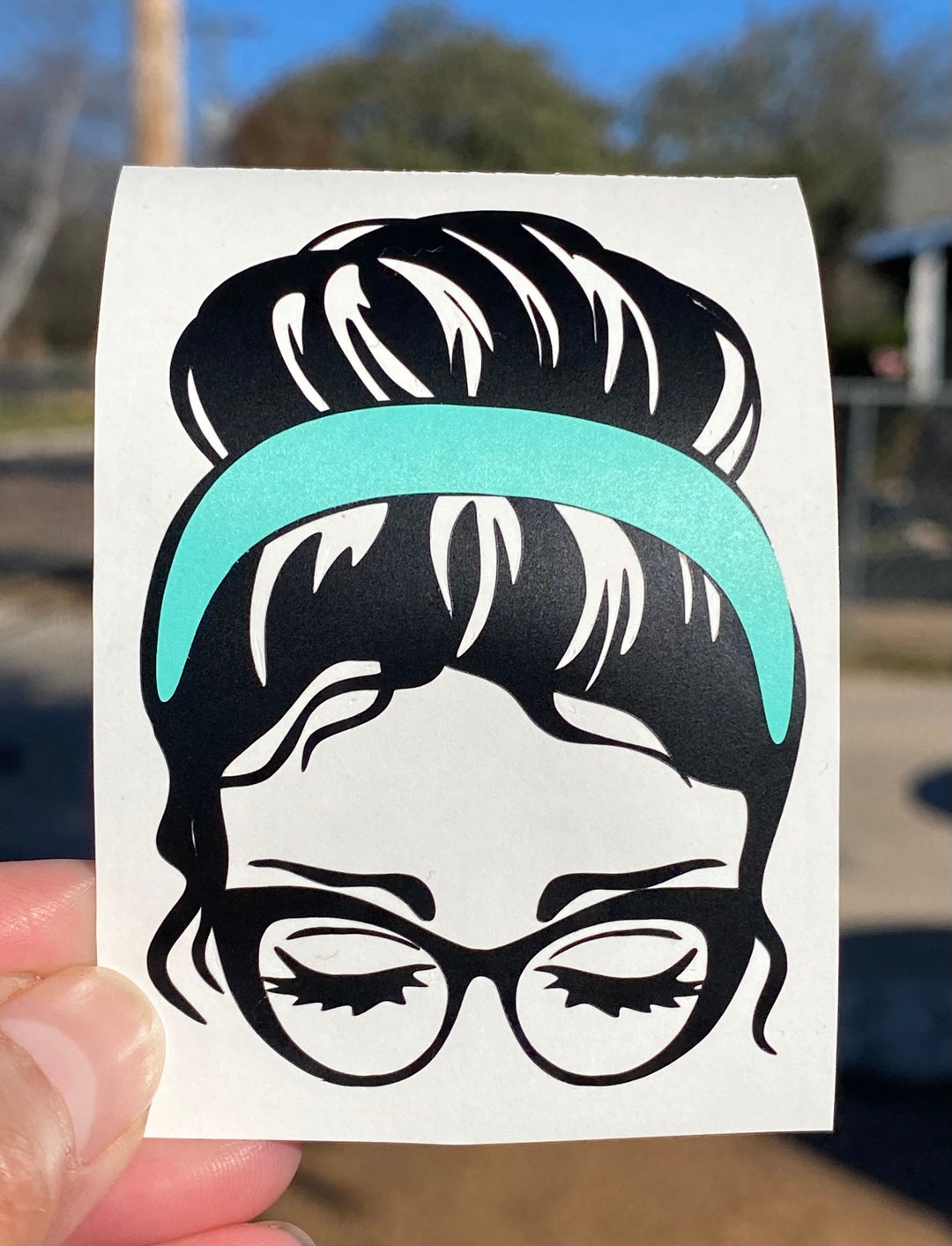 Messy Bun Decal, Messy Bun Sticker, Gift for Her, Gift for Women, Curly ...