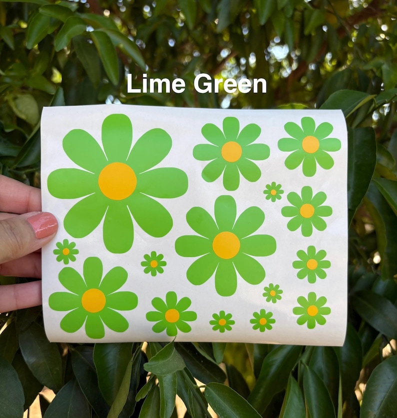 Retro Daisy Flower Decals, Groovy Hippie Vinyl Stickers for Stanley Cup ...