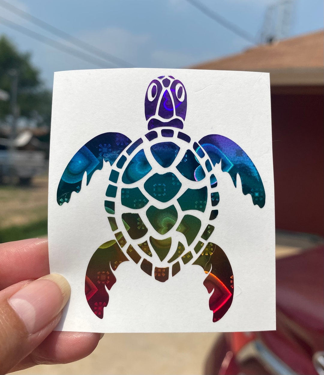 Tortoise Holographic Vinyl Car Decal, Tortoise Vinyl Decal, Tortoise ...