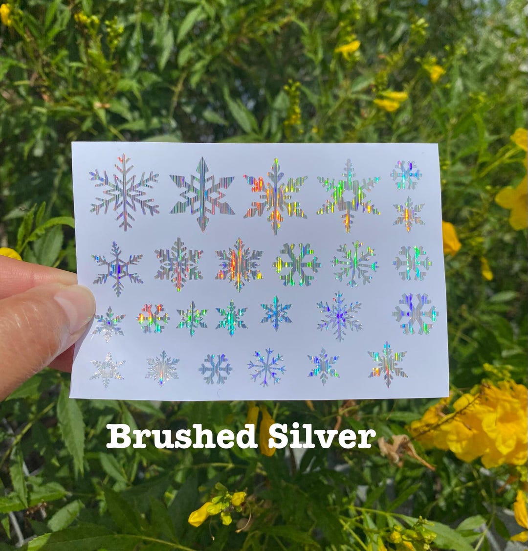 Snowflake Holographic Vinyl Decal, Ornament Decal, Set of 25 Snowflakes ...