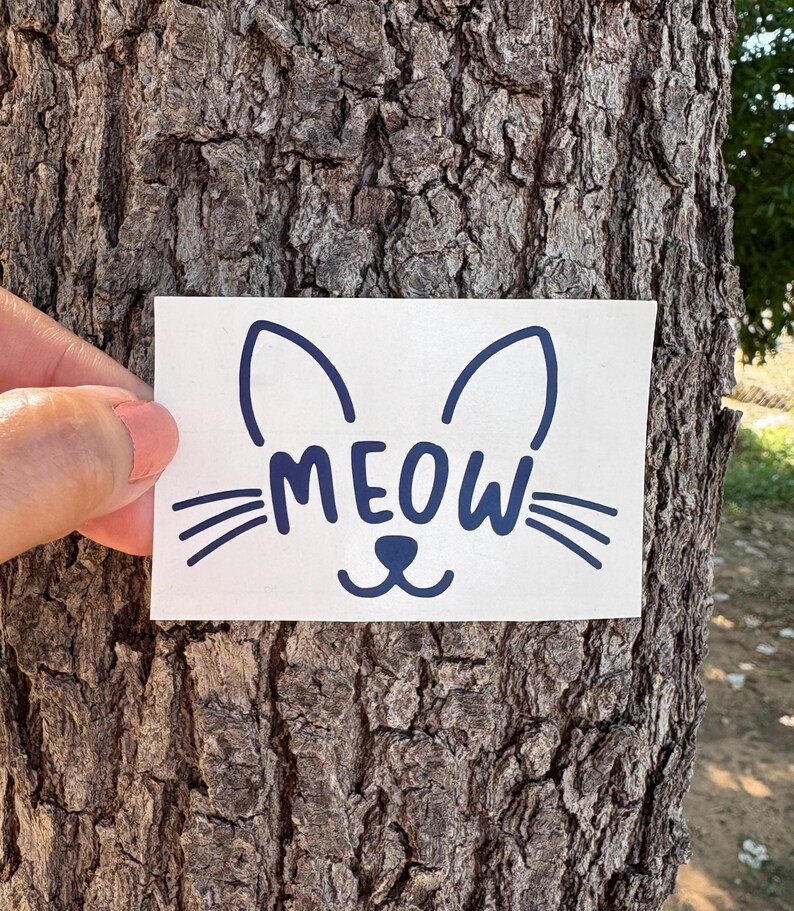 Meow Cat Face Decal Sticker, Cat Mom Whiskers Design - Etsy