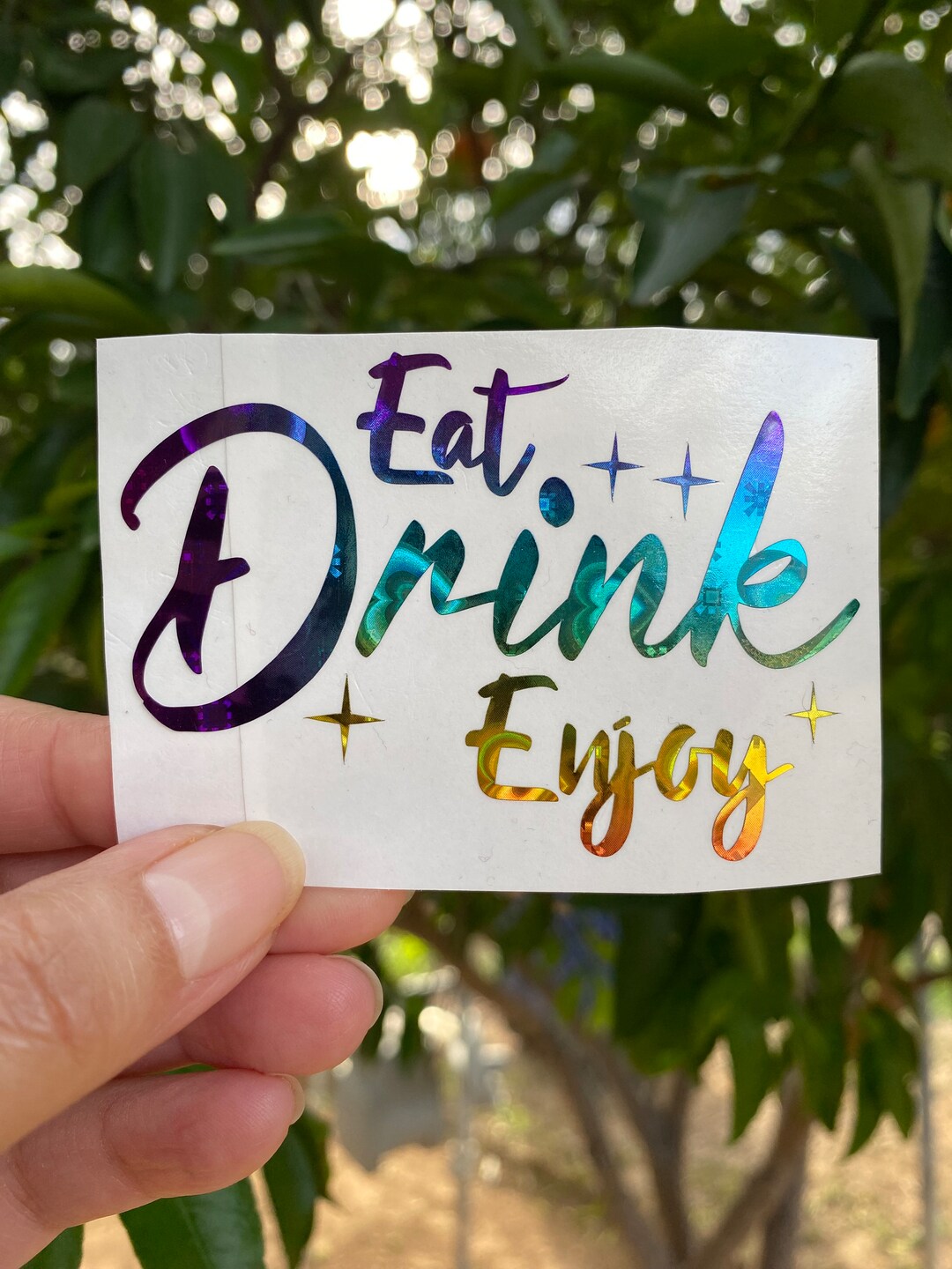Eat Drink Enjoy Holographic Decal, Appliance Decal, Kitchen Decor Decal ...