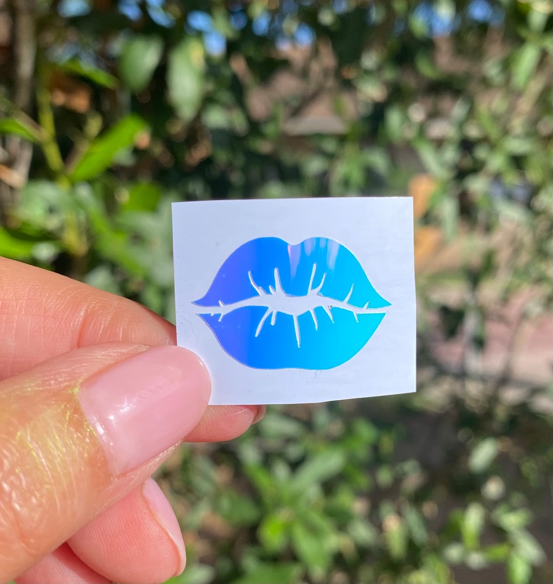 Small Kiss Holographic Vinyl Car Decal Sticker, Tiny Lips Decal, Kiss ...