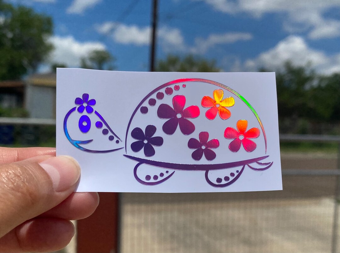 Tortoise Holographic Vinyl Car Decal, Cute Tortoise Decal, Sea Decal ...