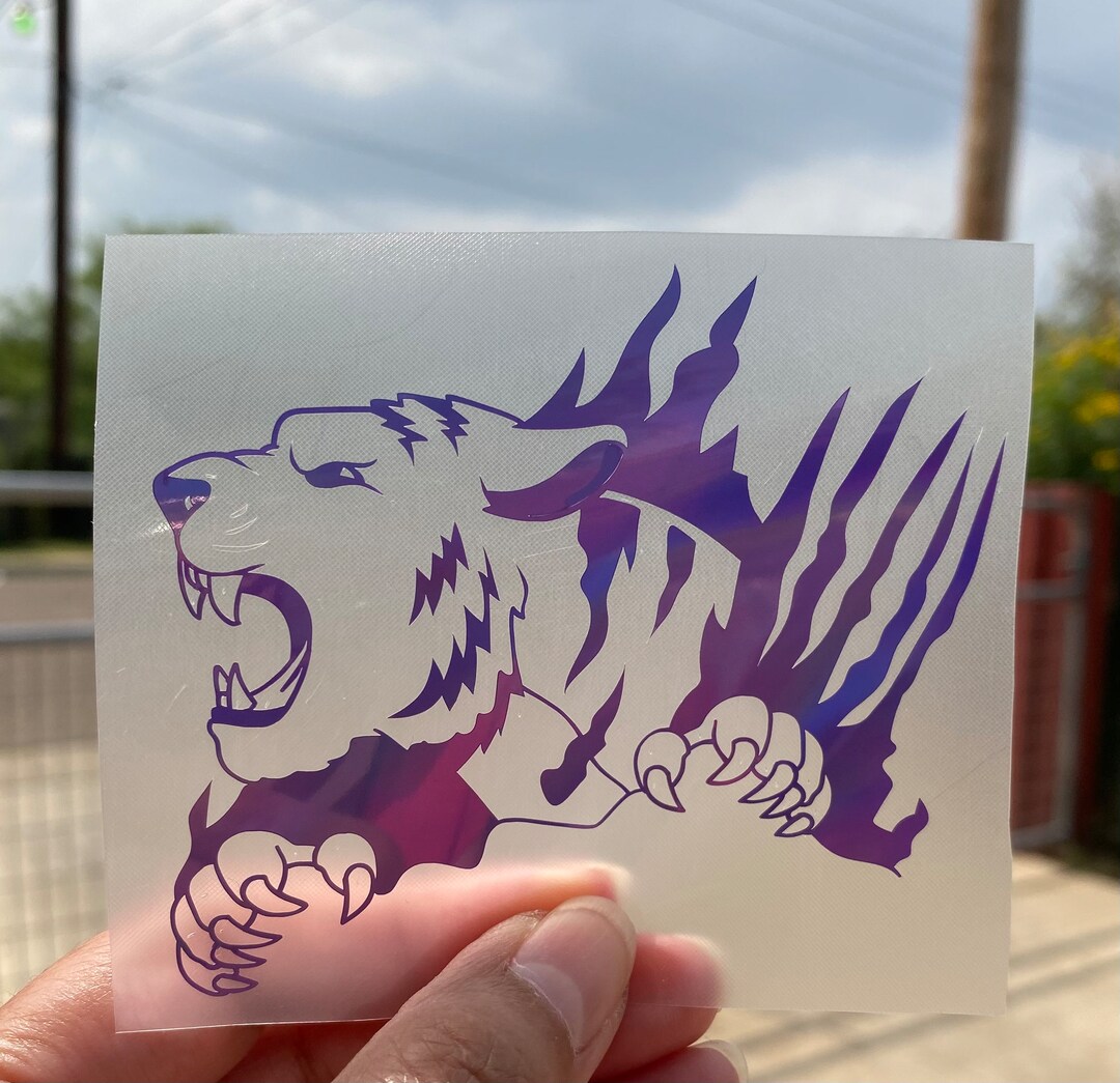 Angry Tiger Holographic Vinyl Car Decal, Tiger Head Sticker, Tiger ...