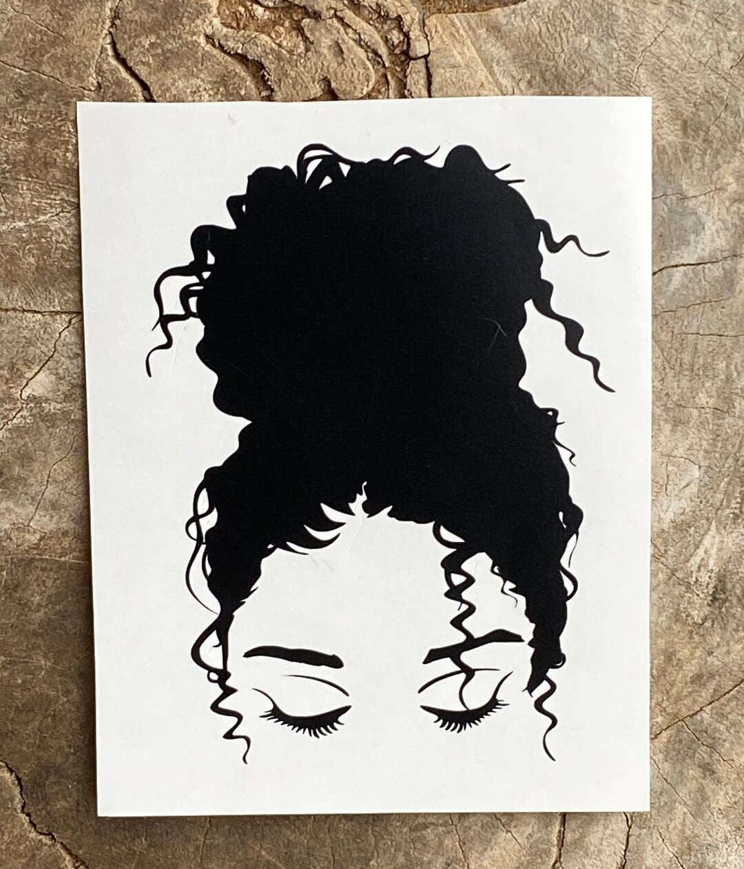 Messy Bun Decal, Messy Bun Sticker, Gift for Her, Gift for Women, Curly ...