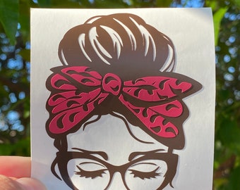 Messy Bun Decal, Messy Bun Sticker, Gift for Her, Gift for Women, Curly ...