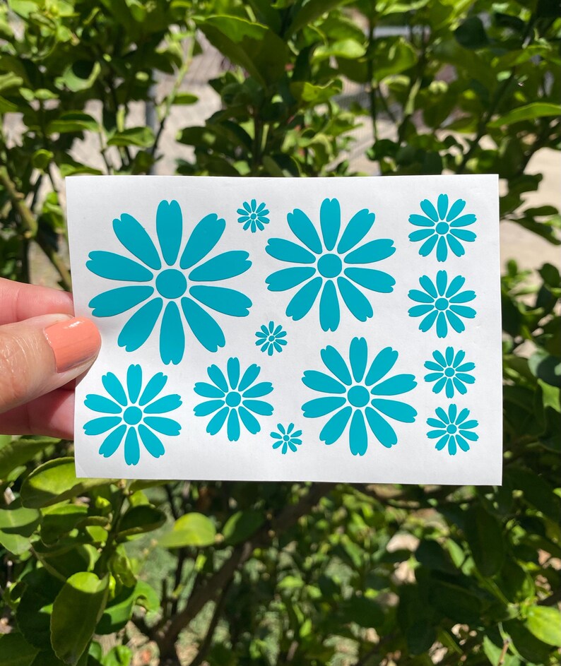 Daisy Flower Decal Sheet 12 Stickers, Retro Hippie Groovy Flowers for ...