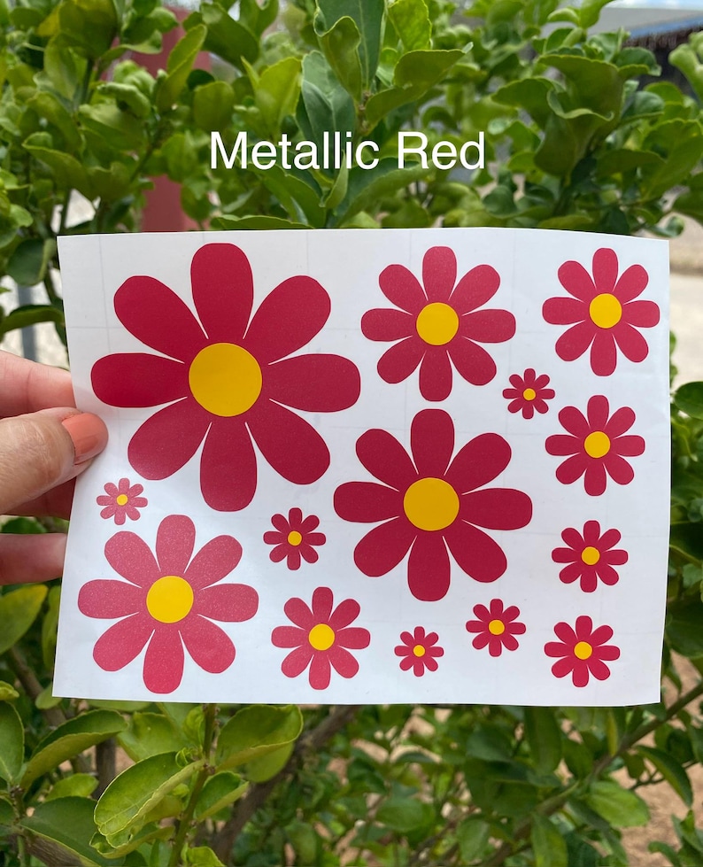 Retro Daisy Flower Decals, Groovy Hippie Vinyl Stickers for Stanley Cup ...