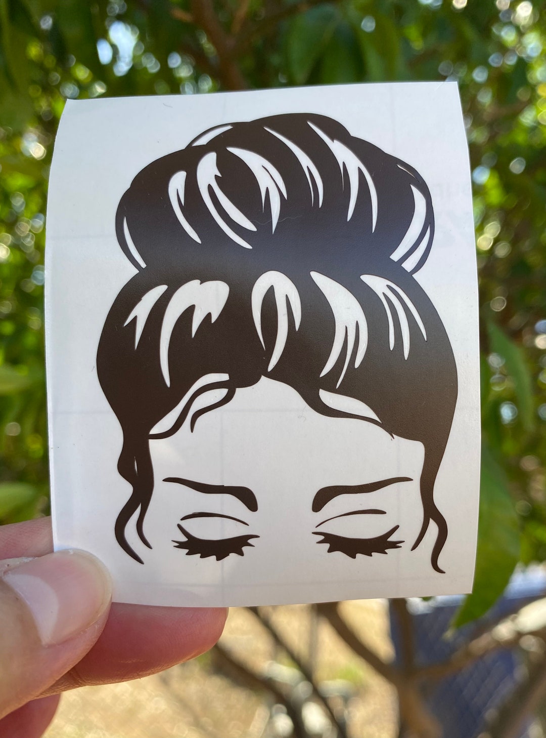 Messy Bun Decal, Messy Bun Sticker, Gift for Her, Gift for Women, Curly ...