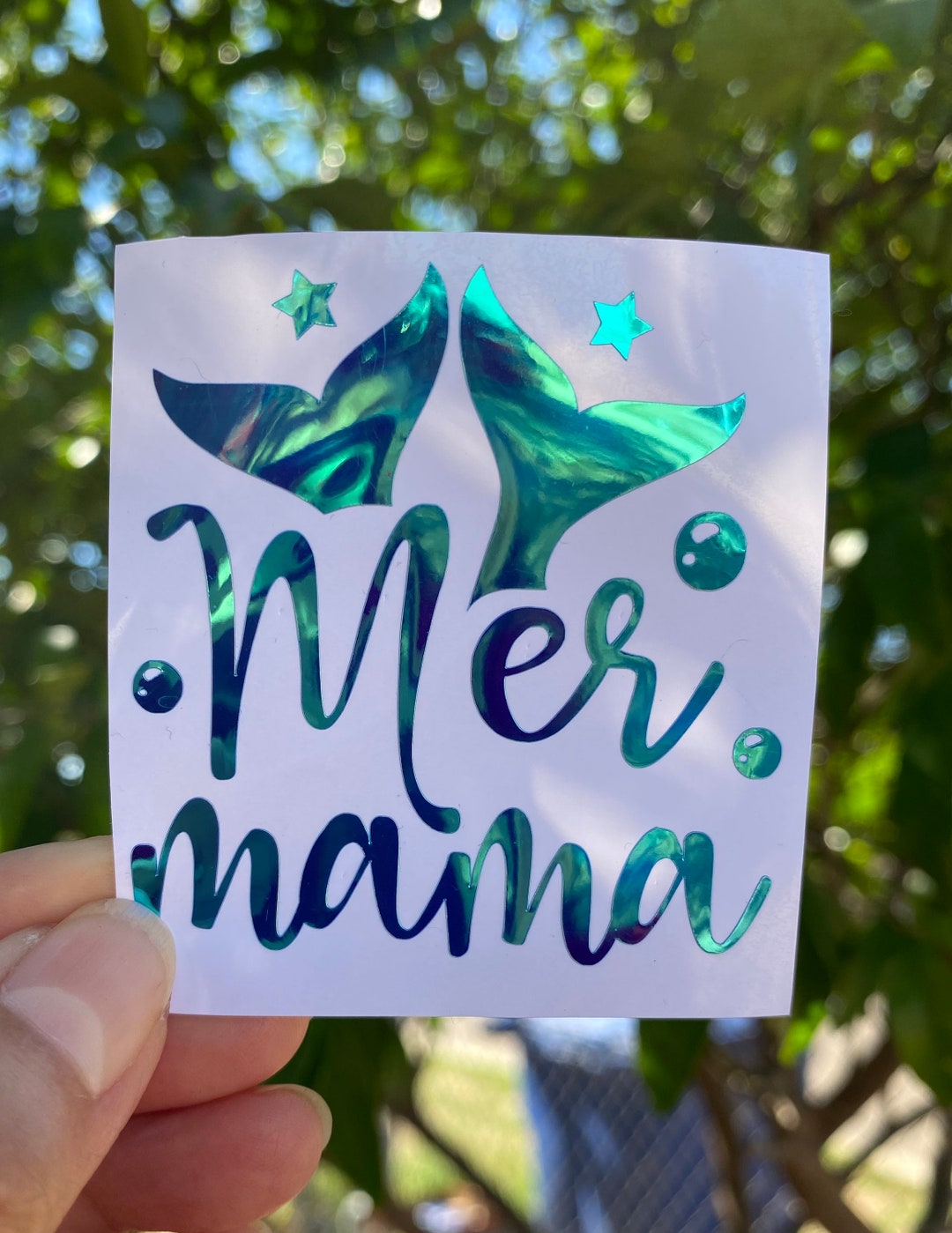 Mer Mama Mermaid Holographic Vinyl Decal, Mermaid Sticker, Mermaid ...