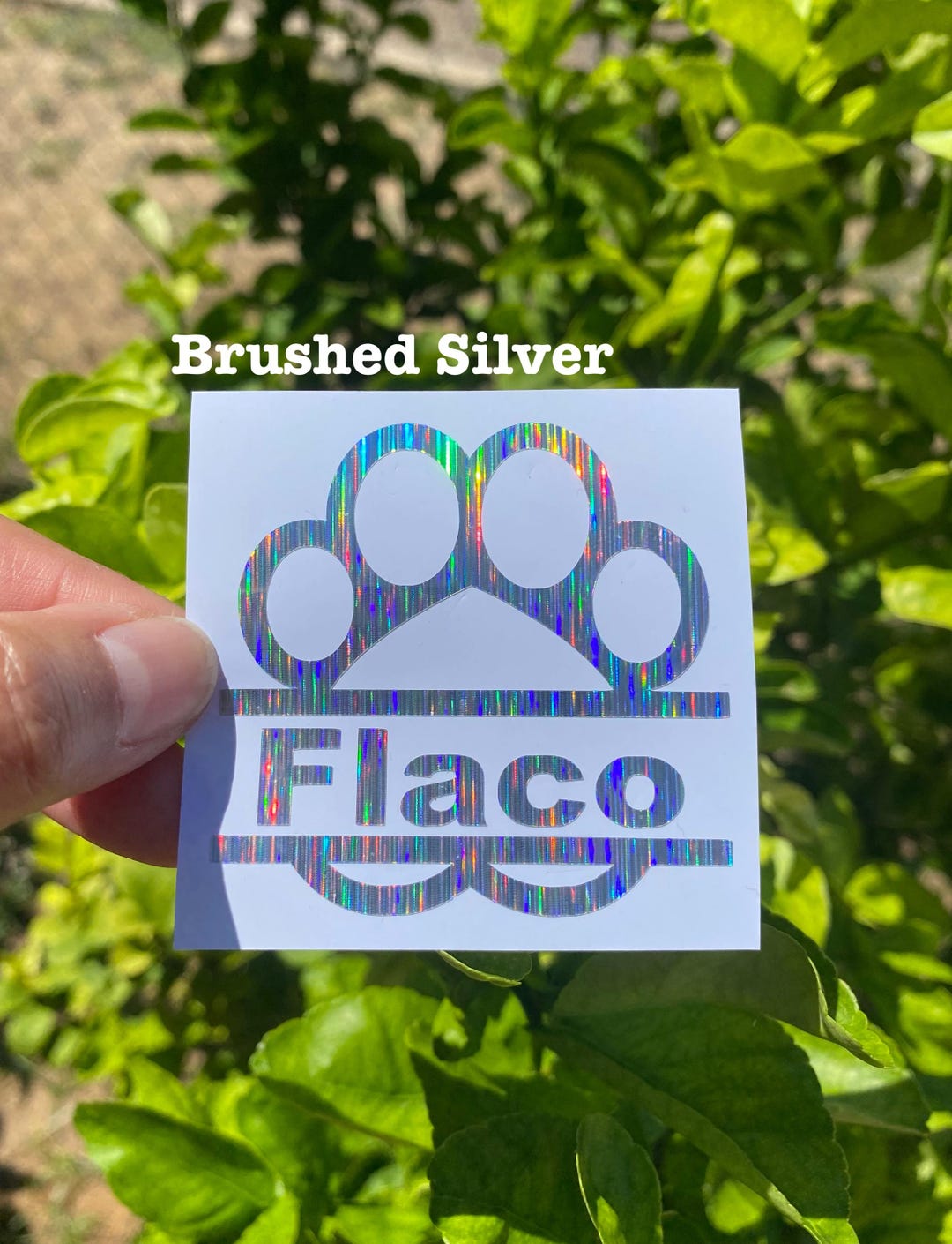Personalized Dog Cat Paw Print Food Bowl Holographic Vinyl Decal, Furry ...