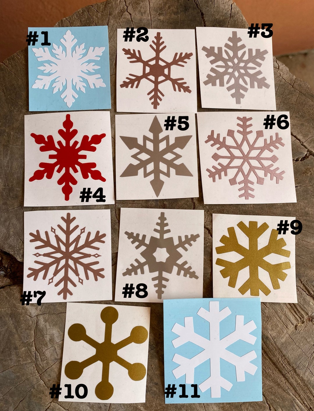 Snowflakes Vinyl Decal, Christmas Decal, Ornament Decal, Snowflake ...