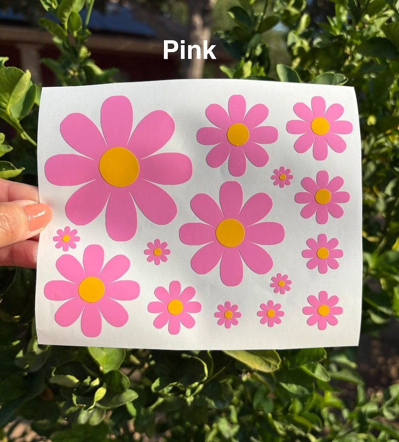 Retro Daisy Flower Decals, Groovy Hippie Vinyl Stickers for Stanley Cup ...