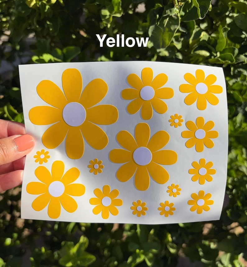 Retro Daisy Flower Decals, Groovy Hippie Vinyl Stickers for Stanley Cup ...