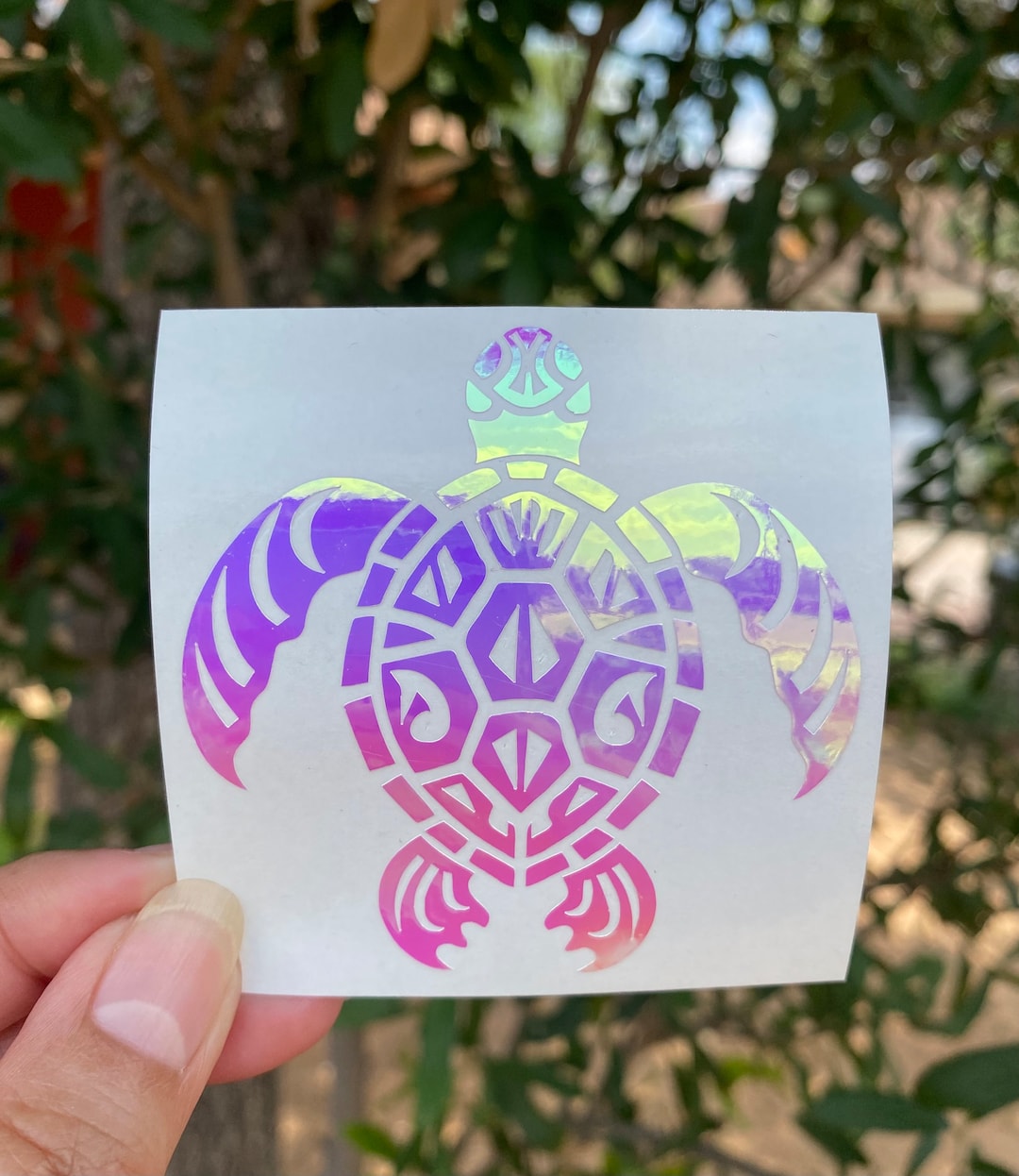 Tortoise Holographic Vinyl Car Decal, Tortoise Vinyl Decal, Turtle ...