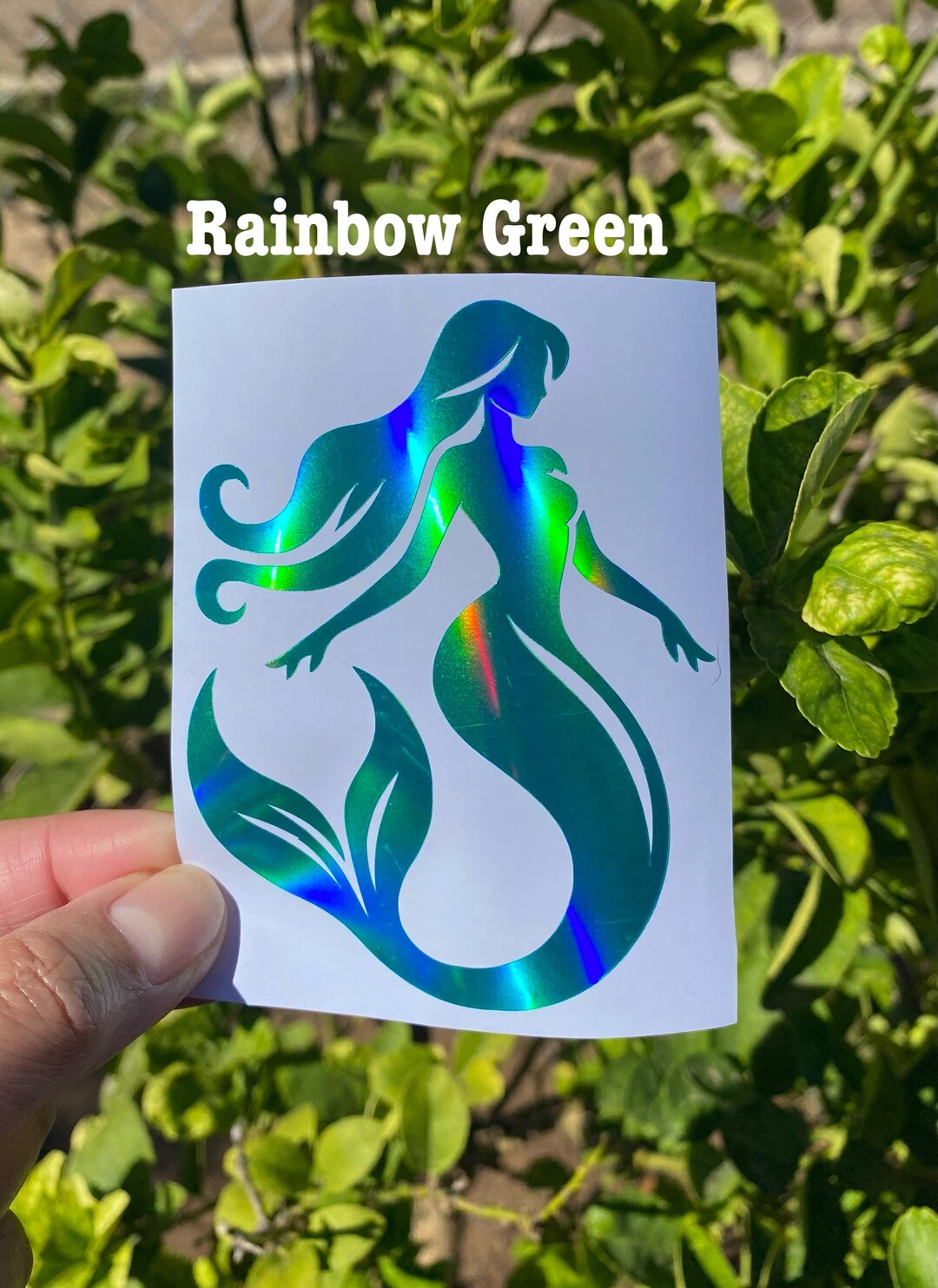 Mermaid Swimming Holographic Vinyl Car Decal, Mermaid With Starfish ...