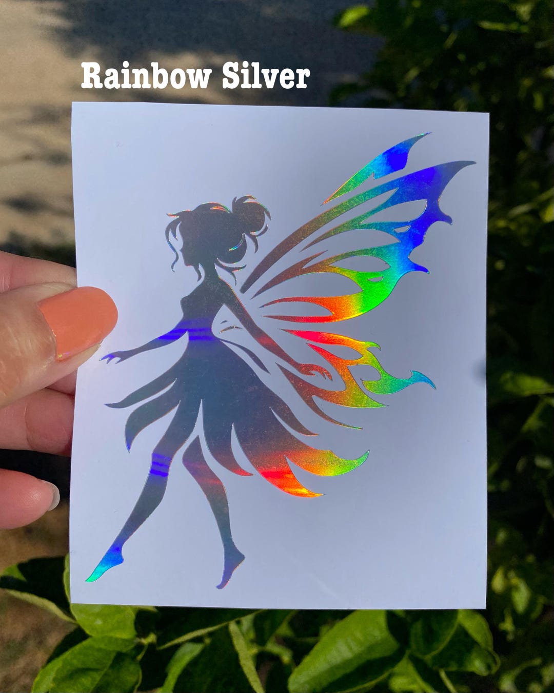 Celestial Fairy With Wings Holographic Car Decal, Fairy Moon Decal ...