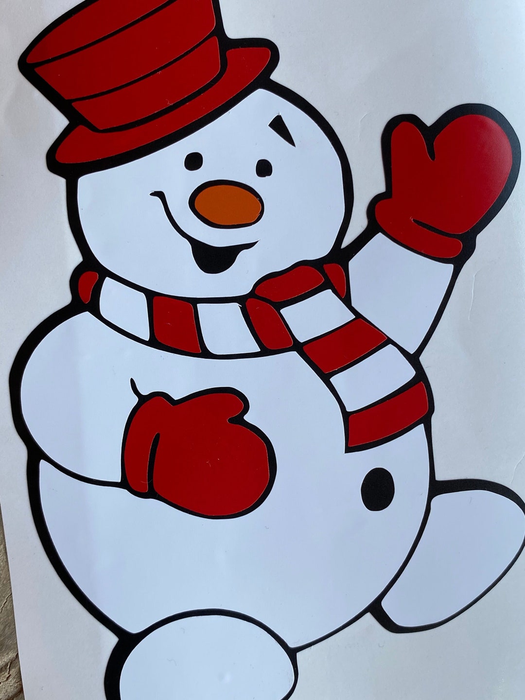 Smiling Snowman Vinyl Decal, Christmas Decal, Holiday Decal, Home Decor ...