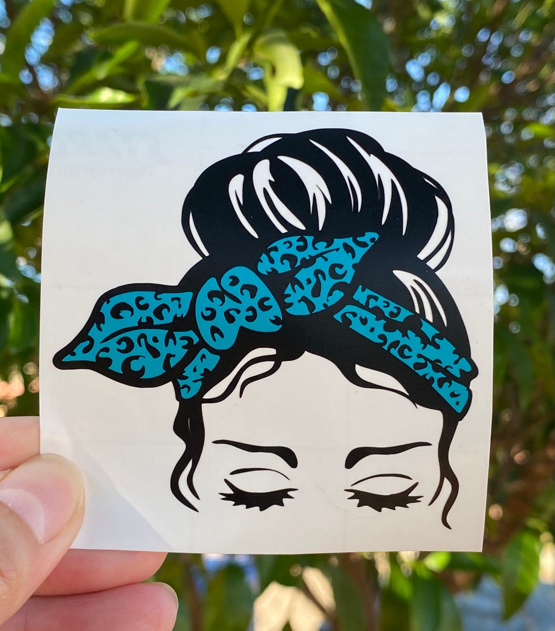 Messy Bun Decal, Messy Bun Sticker, Gift for Her, Gift for Women, Curly ...