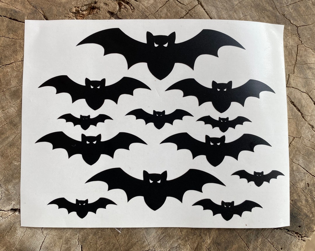 Tiny Flying Bats Halloween Decor Vinyl Decals Set of 20/40, Scary Decal ...