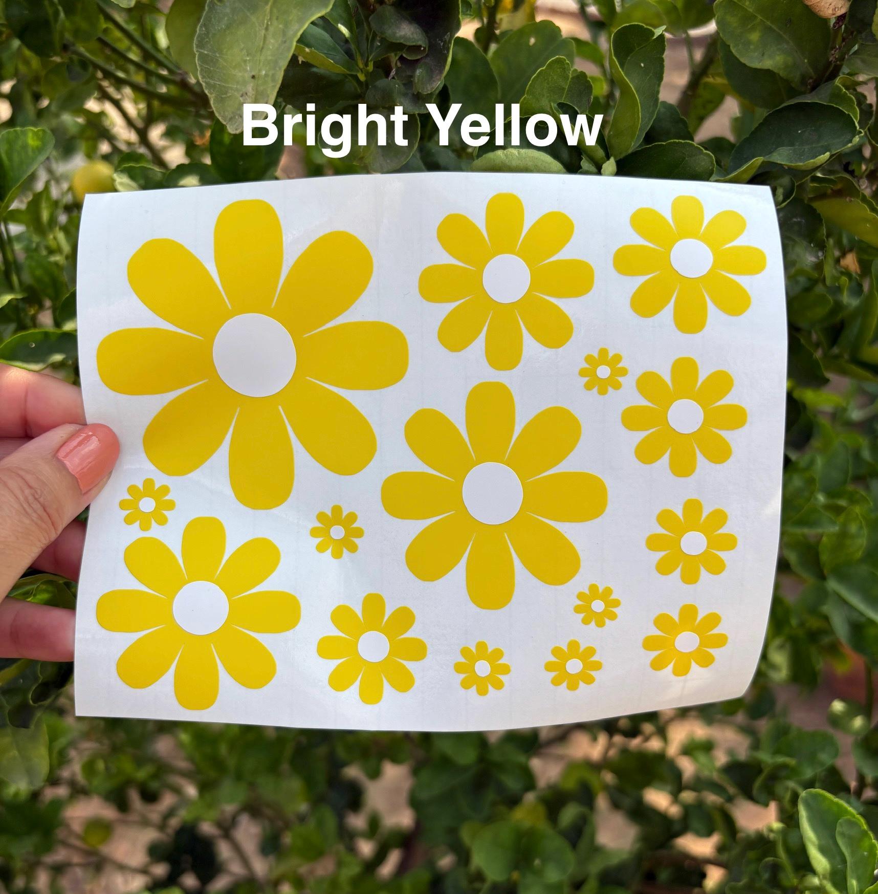 Daisy Flower Decal Sheet 12 Stickers, Retro Hippie Groovy Flowers for ...
