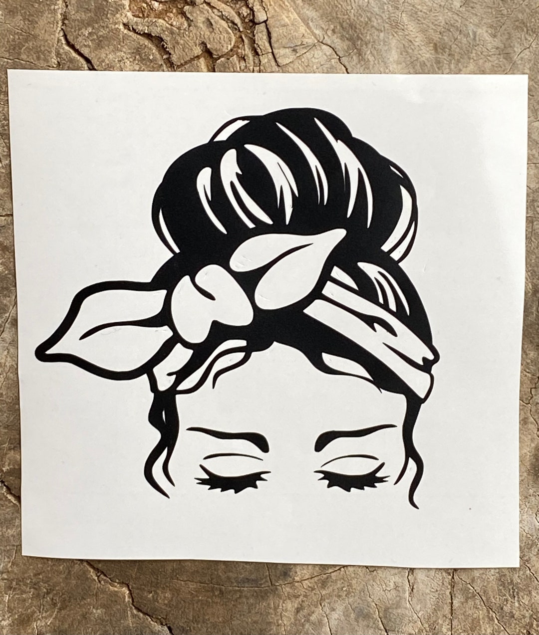 Messy Bun Decal, Messy Bun Sticker, Gift for Her, Gift for Women, Curly ...