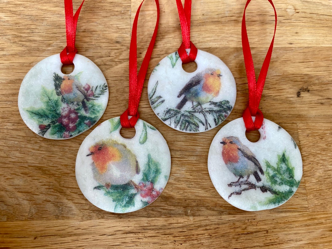 Sets of Robin Hanging Decorations Sparkling Christmas Tree - Etsy UK