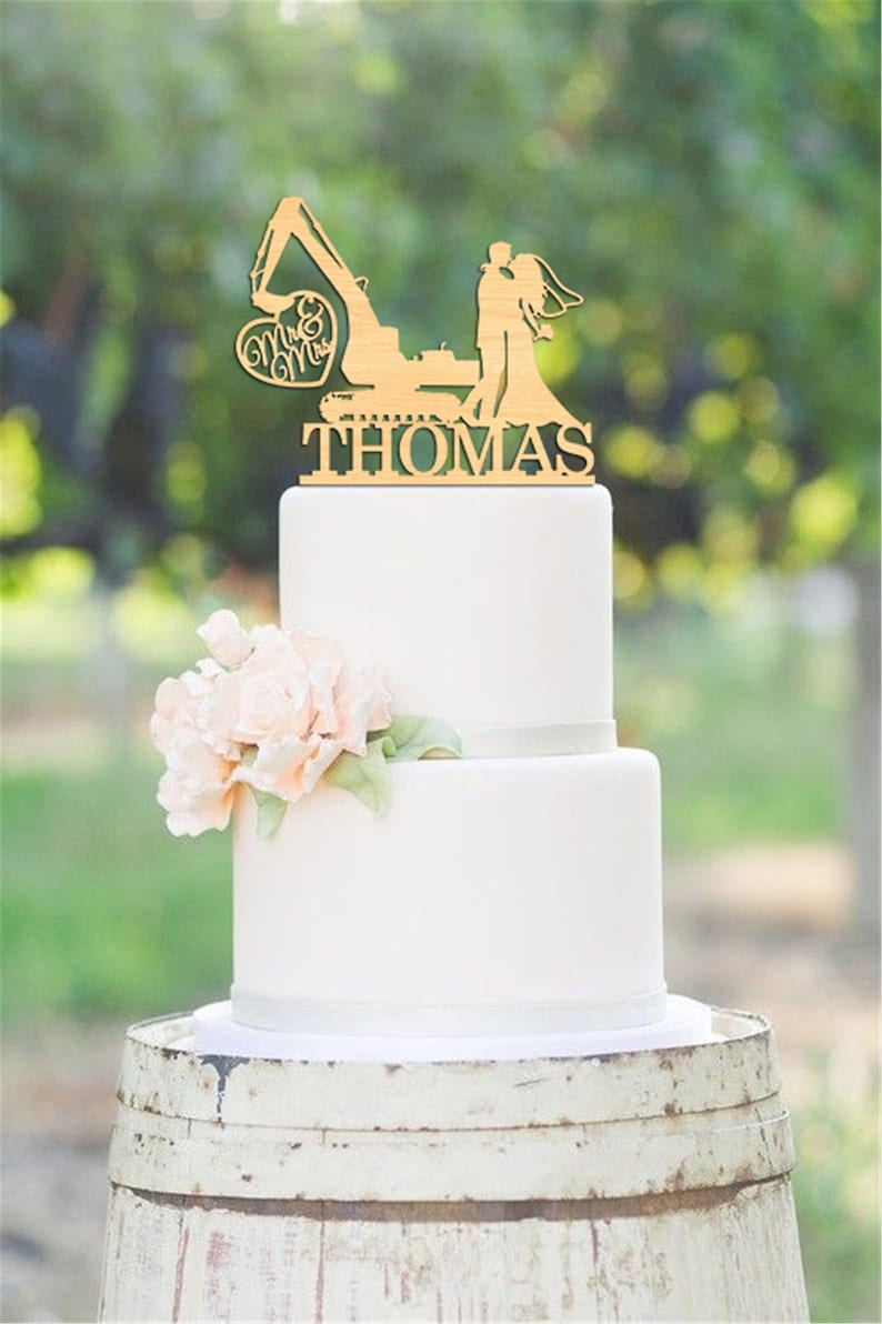 Excavator Wedding Cake Topper Custom Bride and Groom Cake - Etsy