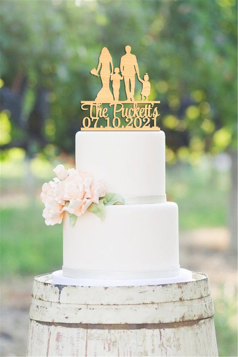 Family Wedding Cake Topper With Kids Personalized Kids Cake | Etsy