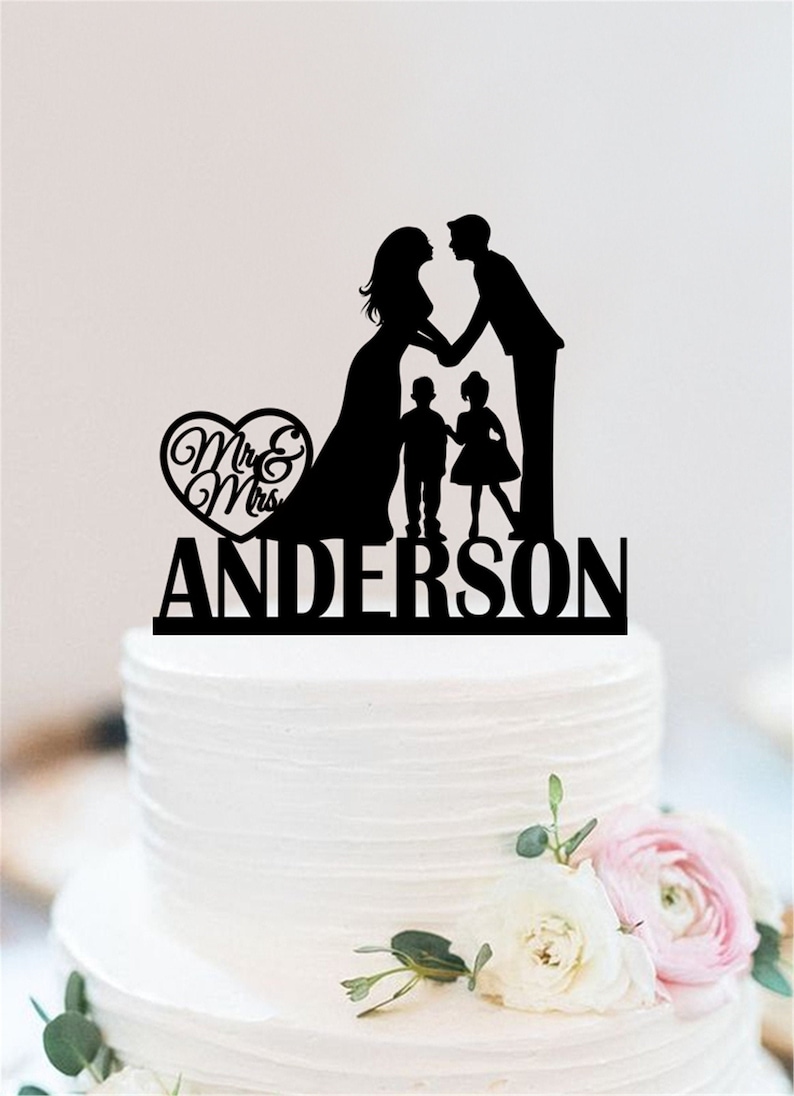 Personalized Wedding Cake Topper With Children | Family Wedding Cake ...