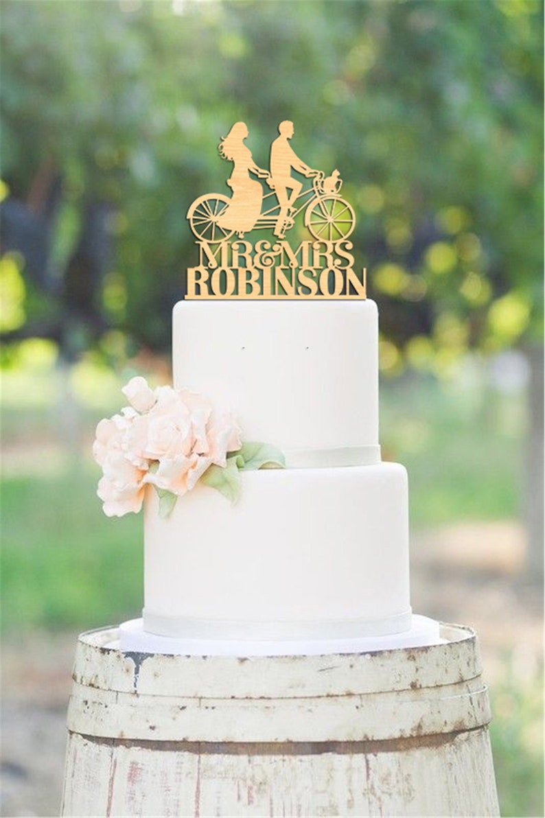 Bicycle Wedding Cake Topper Personalized Tandem Bicycle - Etsy