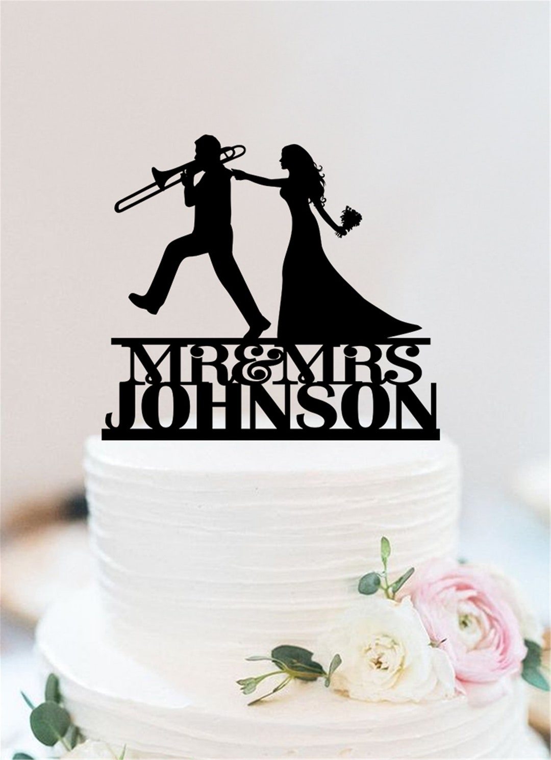Trombone Wedding Cake Topper | Musician Cake Topper | Trombonist Cake ...