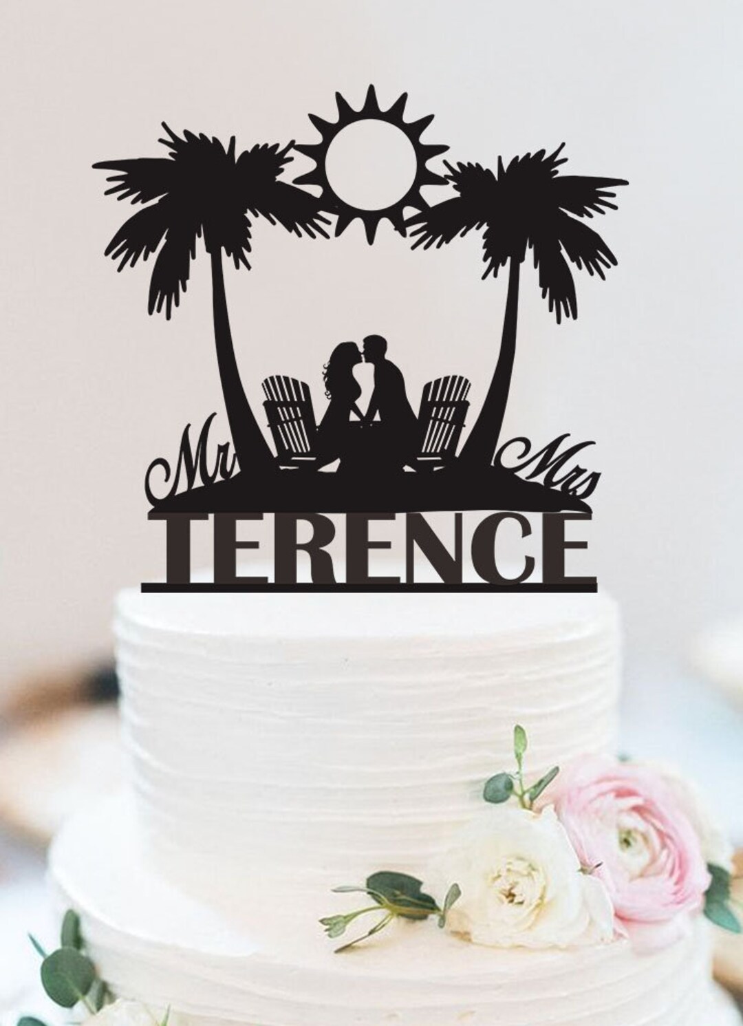 Tropical Wedding Cake Topper | Palm Tree Hawaii Cake Topper | Beach ...