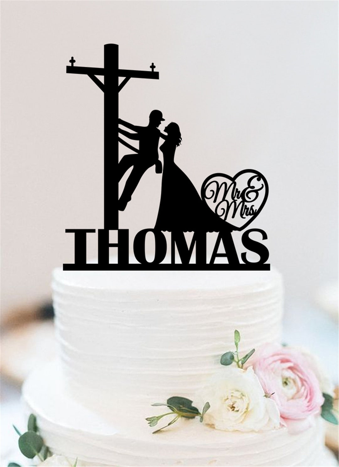 Electrician Wedding Cake Topper | Power Electrician Lineman Mr and Mrs ...