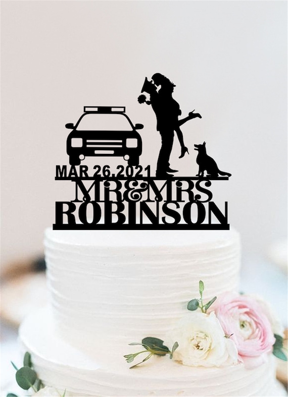 Police Officer Wedding Cake Topper Bride and Groom Cake - Etsy