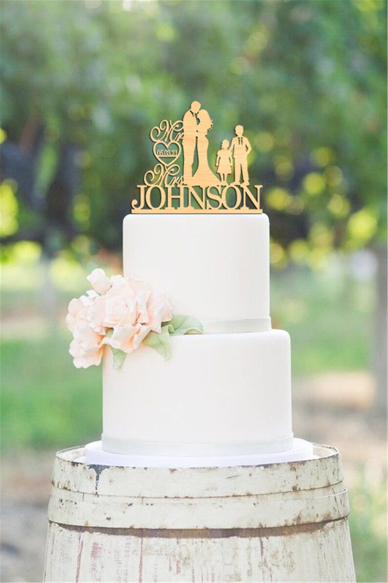 Custom Wedding Cake Topper With Kids Family Wedding Cake - Etsy