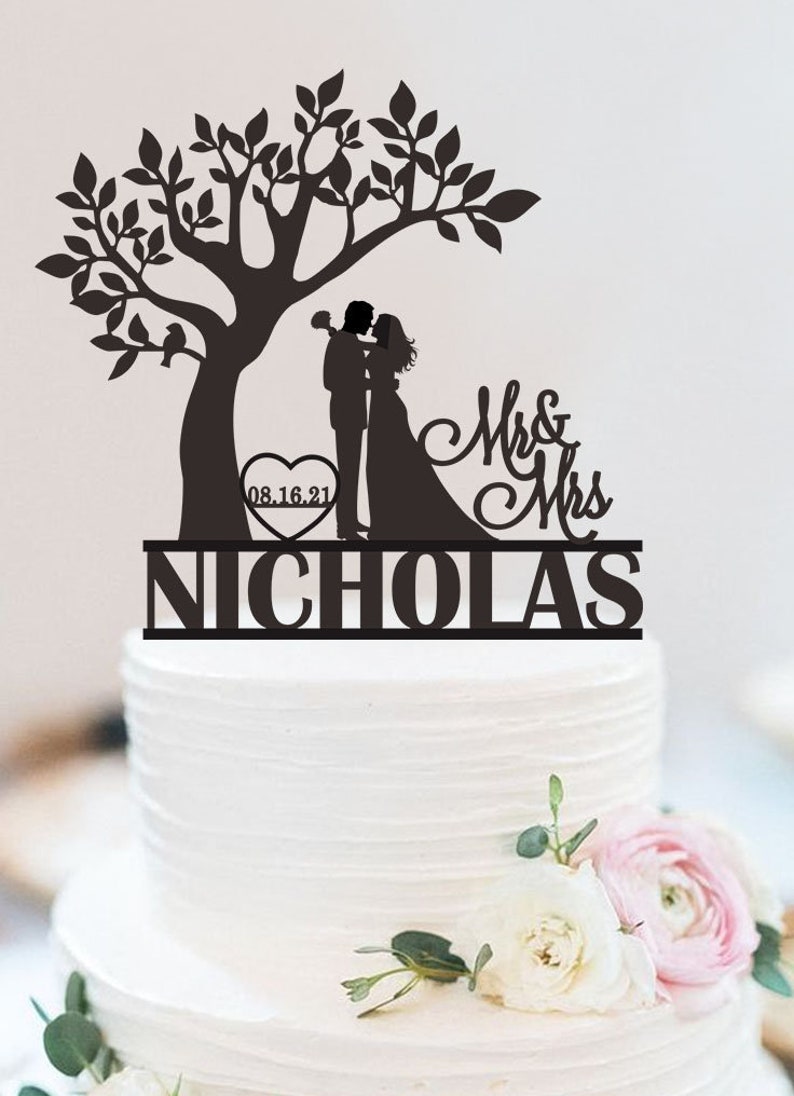 Tree Wedding Cake Topper Love Tree Cake Topper Bride and - Etsy
