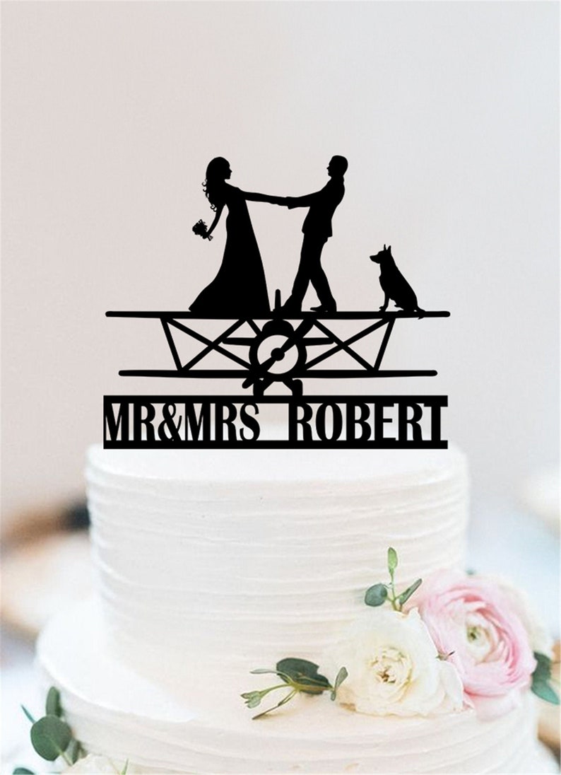 Airplane Wedding Cake Topper Bride and Groom Travel Airplane | Etsy