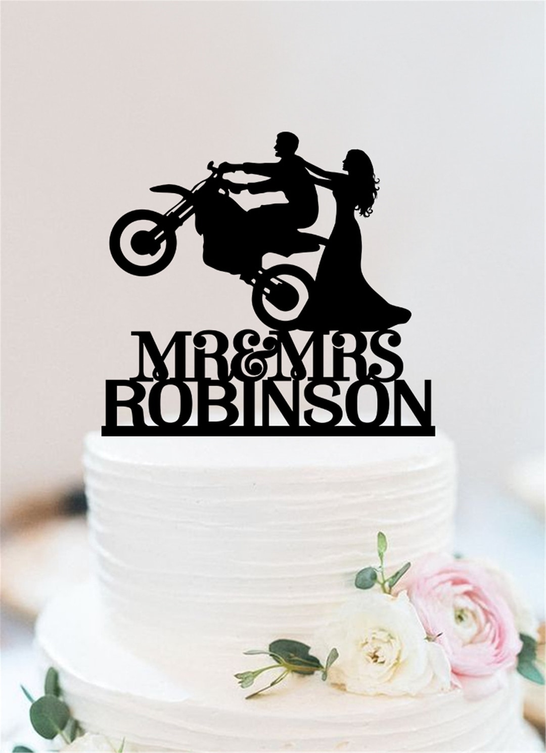 Motorcycle Wedding Cake Topper | Personalized Dirt Bike Cake Topper ...