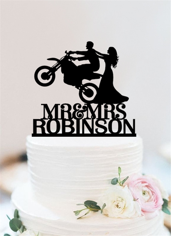 Motorcycle Wedding Cake Topper Personalized Dirt Bike Cake Etsy