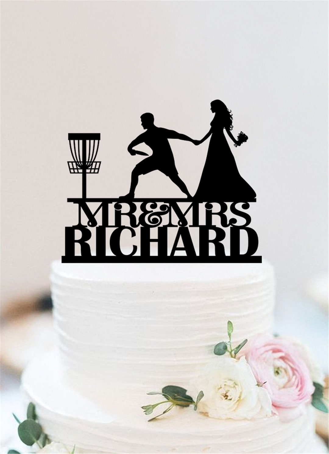 Frisbee Weding Cake Topper | Funny Bobbleheads Cake Topper | Bride and ...