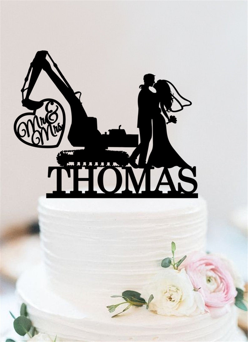 Excavator Wedding Cake Topper Custom Bride and Groom Cake - Etsy