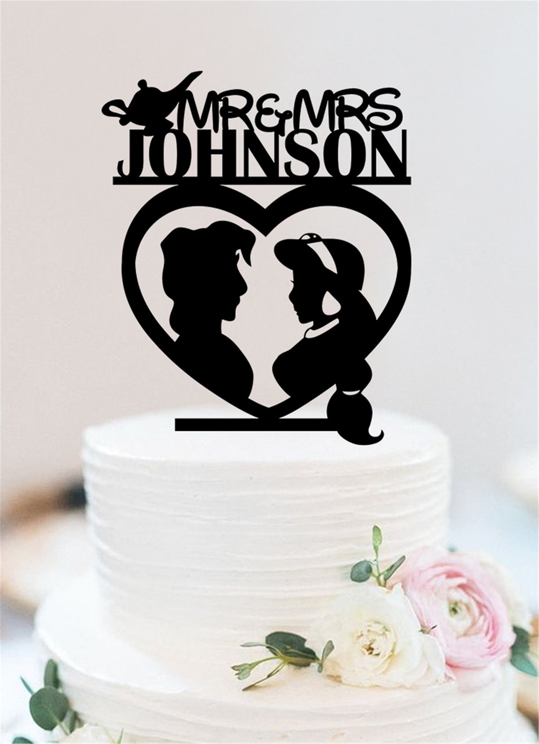 Aladdin and Jasmine Wedding Cake Topper | Aladdin Lamp Cake Topper ...