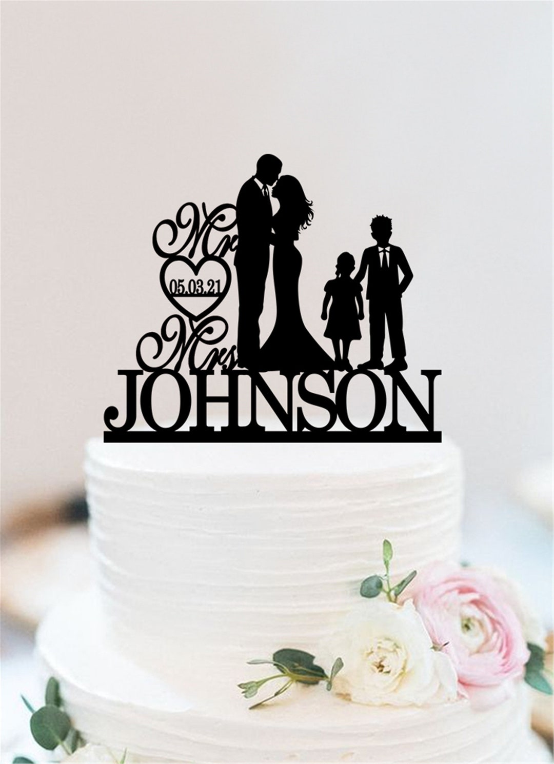 Custom Wedding Cake Topper With Kids | Family Wedding Cake Topper With ...