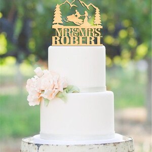 Snowmobile Wedding Cake Topper Winter Couple Wedding Cake Topper ...