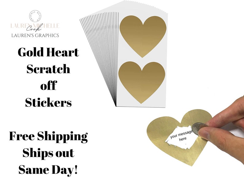 3 Heart Scratch off Stickers Labels Gold or Silver - Etsy