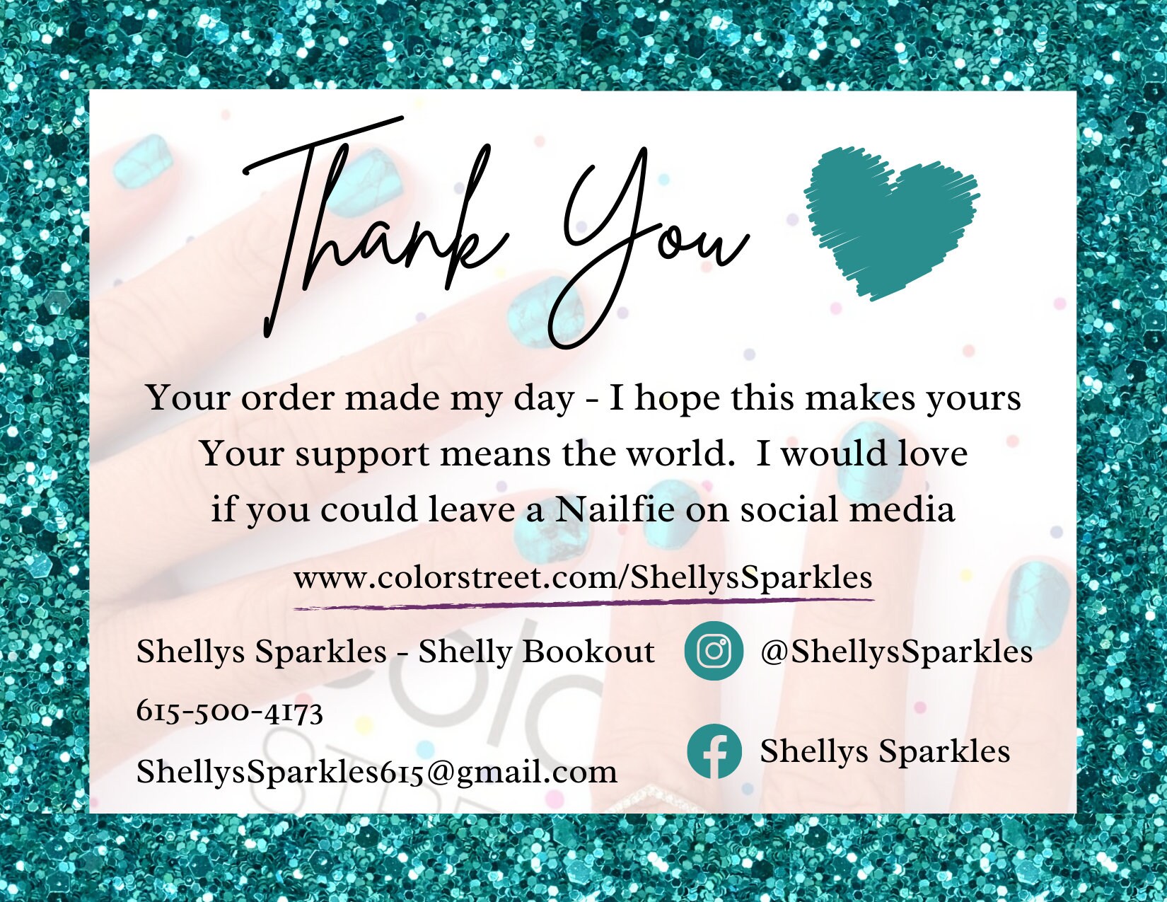Custom Nail Stylist THANK YOU Postcard | Etsy
