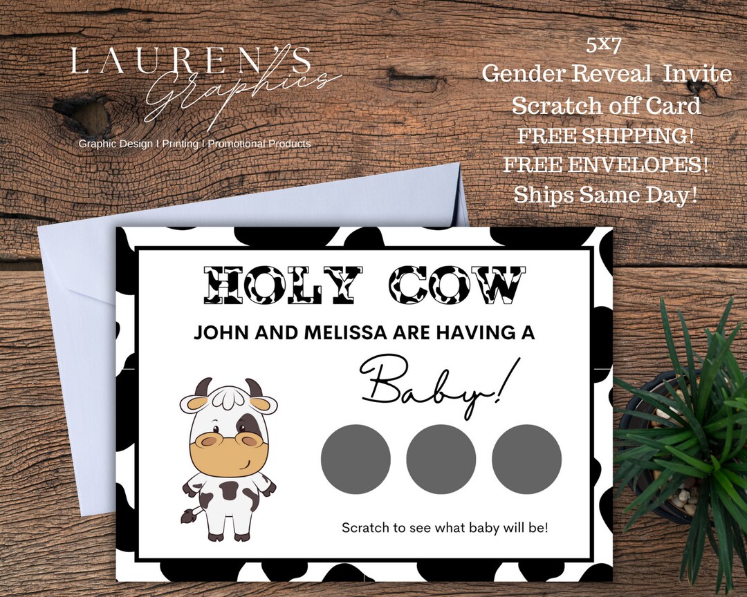 Gender Reveal Scratch off Postcards Baby Shower Card Game Gender Reveal ...