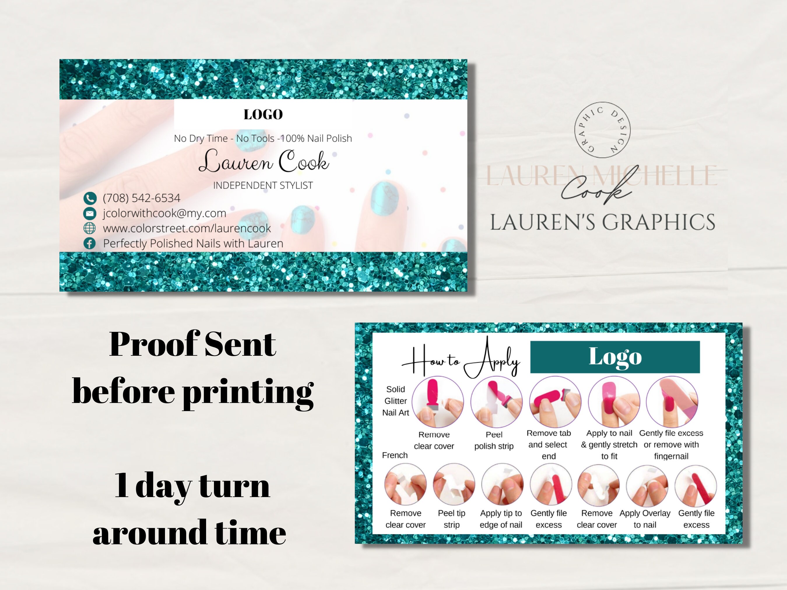 Stationery Physical Cards Optional Personalized Nail Stylist Business ...